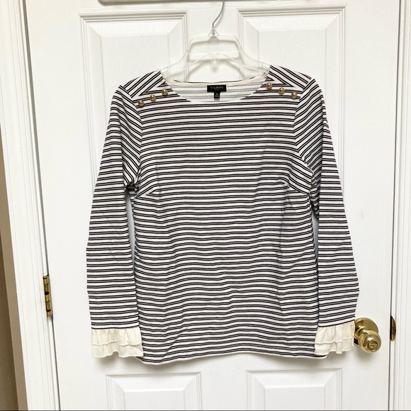 Talbots | Tops | Talbots Womens Mp Sparkle Striped Long Sleeve Top Gold ...